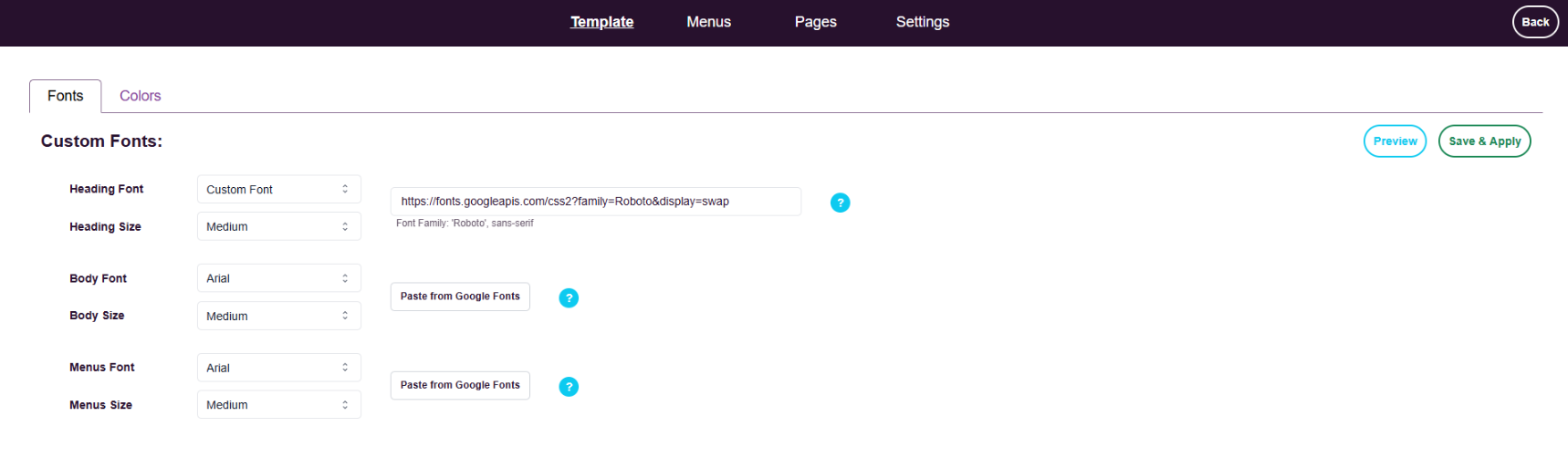 User Guide - Template Fonts