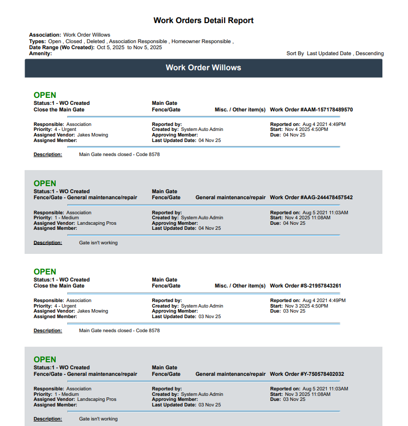 User Guide - Work Order Reports