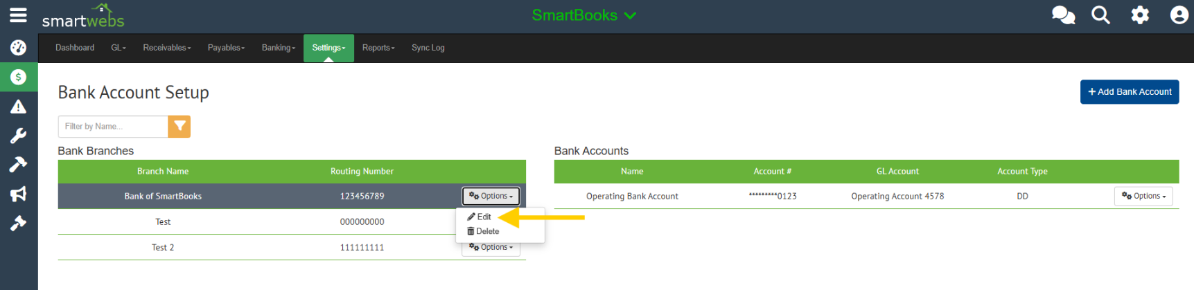 Bank Accounts - Add Bank Fractional Number